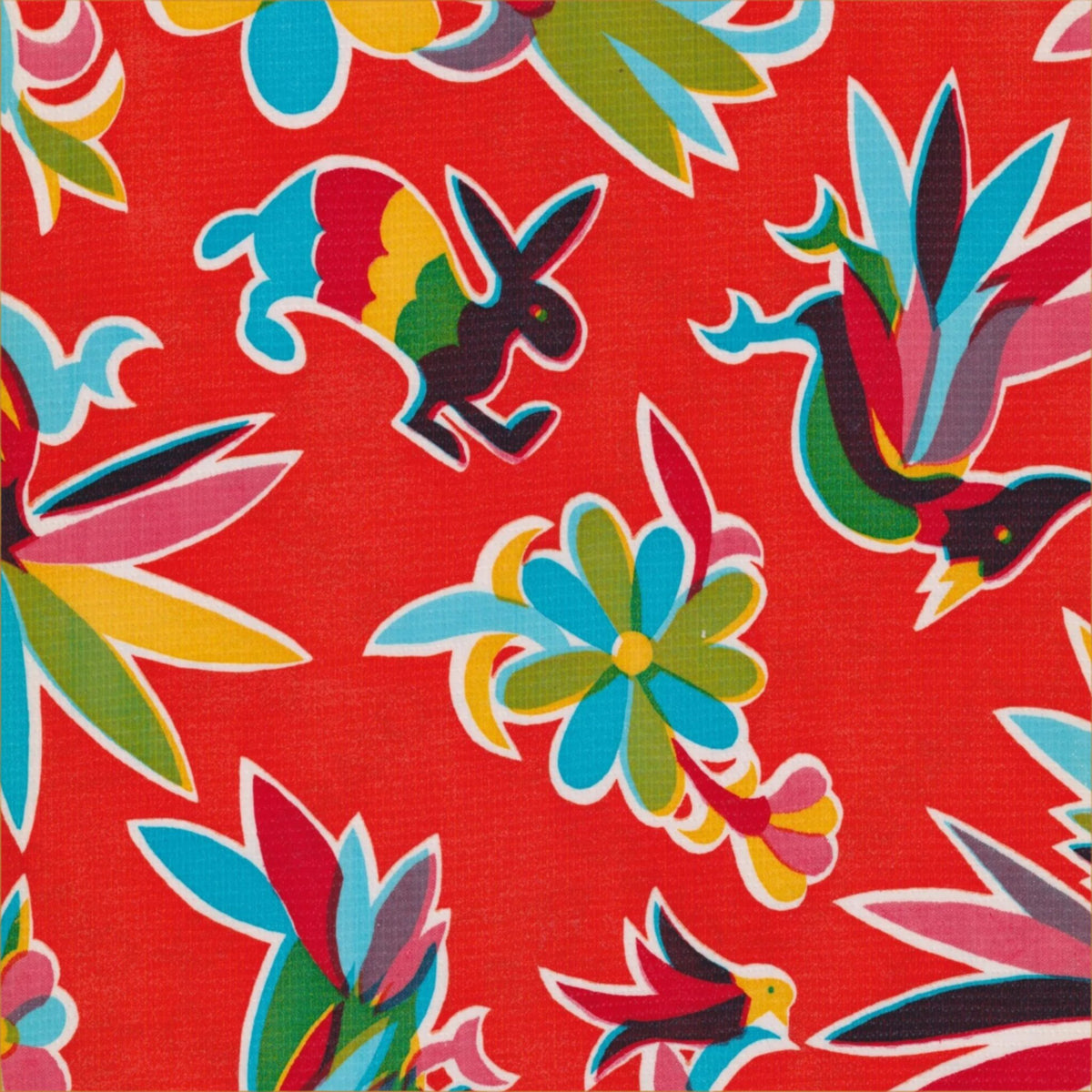 Animal Wonderland Orange Oilcloth Fabric | Oilcloth By The Yard