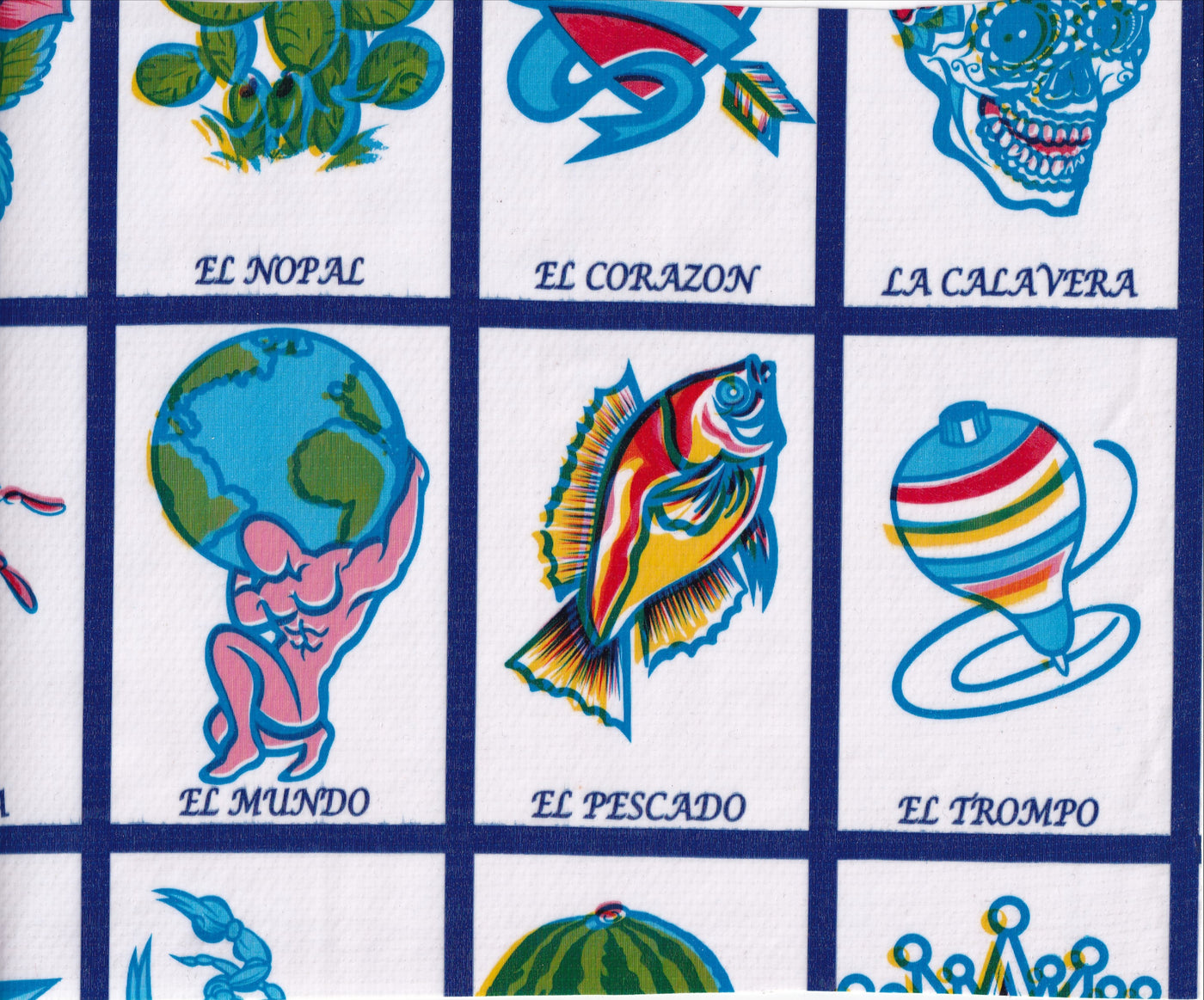 Buy Loteria Navy Blue Oilcloth Fabric | Oilcloth By The Yard