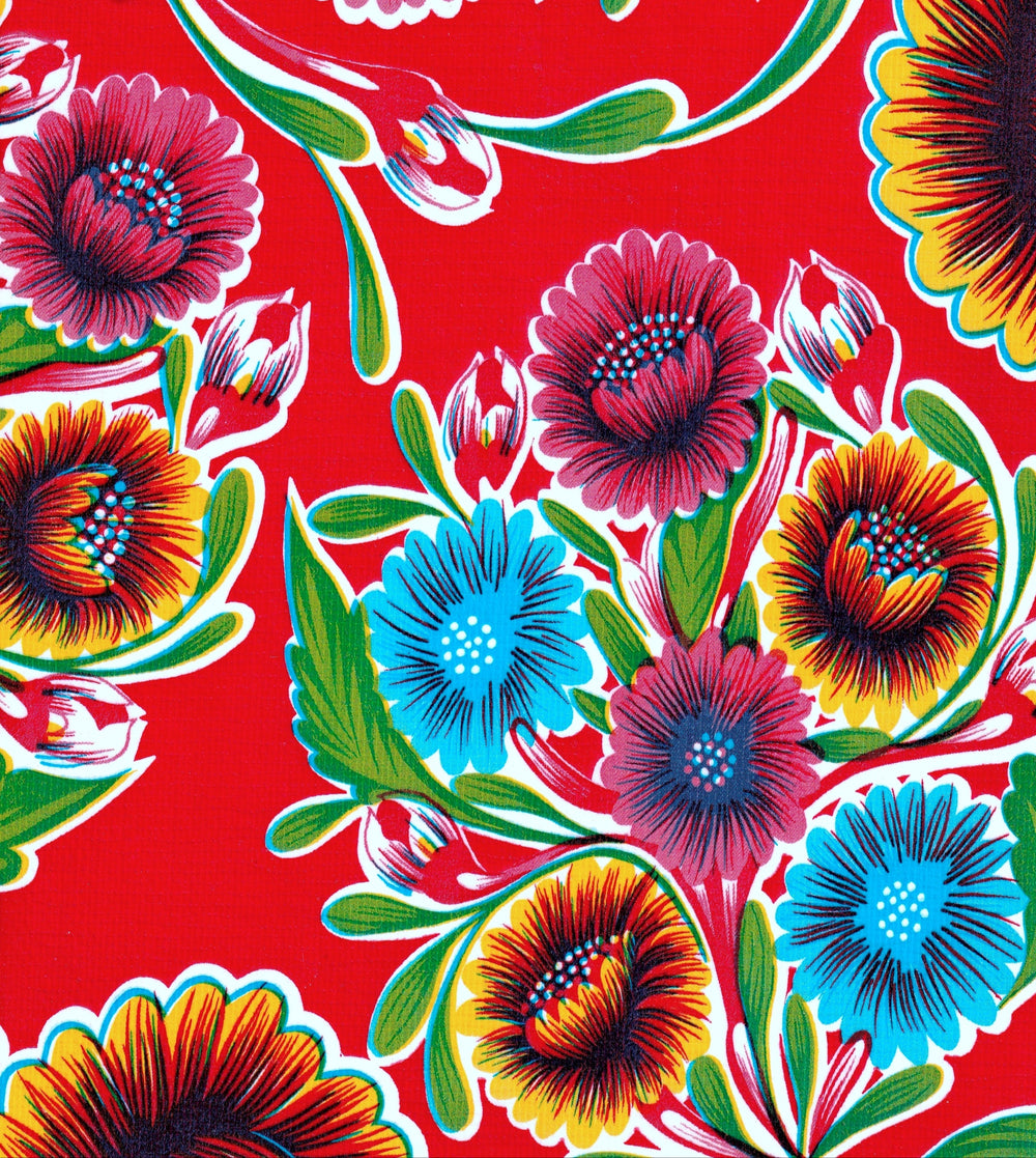 Buy Bloom in Red Genuine Oilcloth Fabric | Oilcloth By The Yard