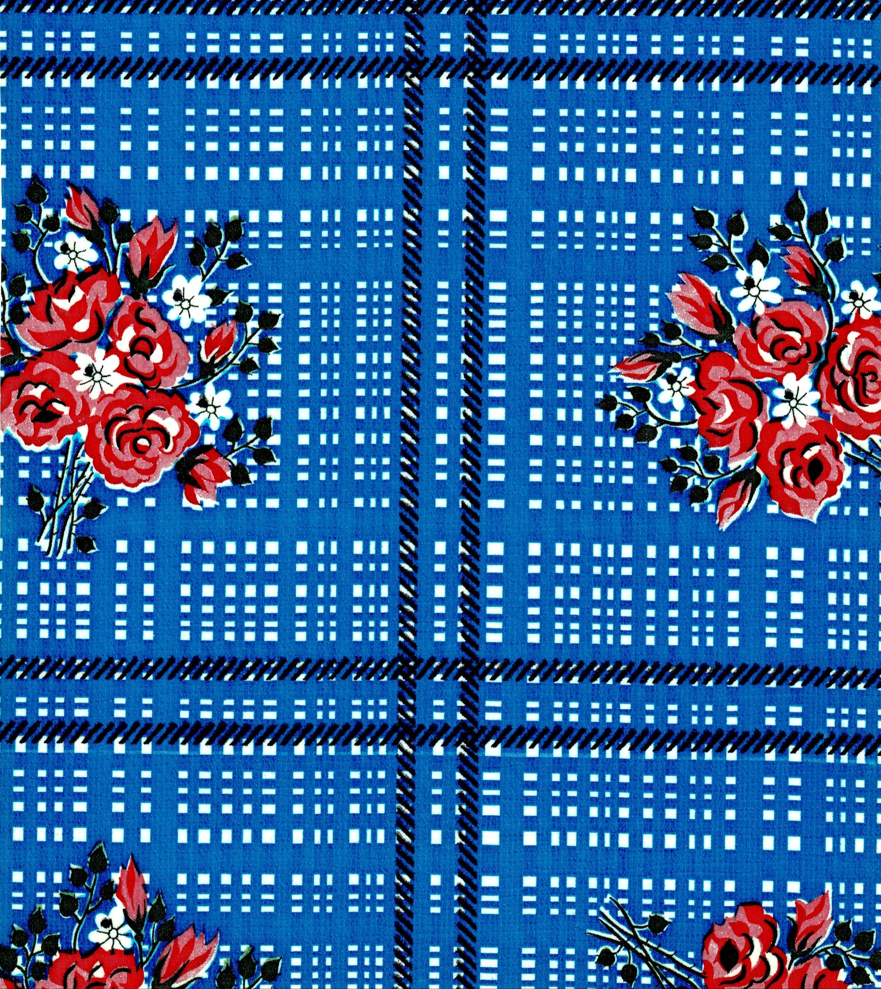 Buy Bouquet in Blue Oilcloth Fabric | Oilcloth By The Yard