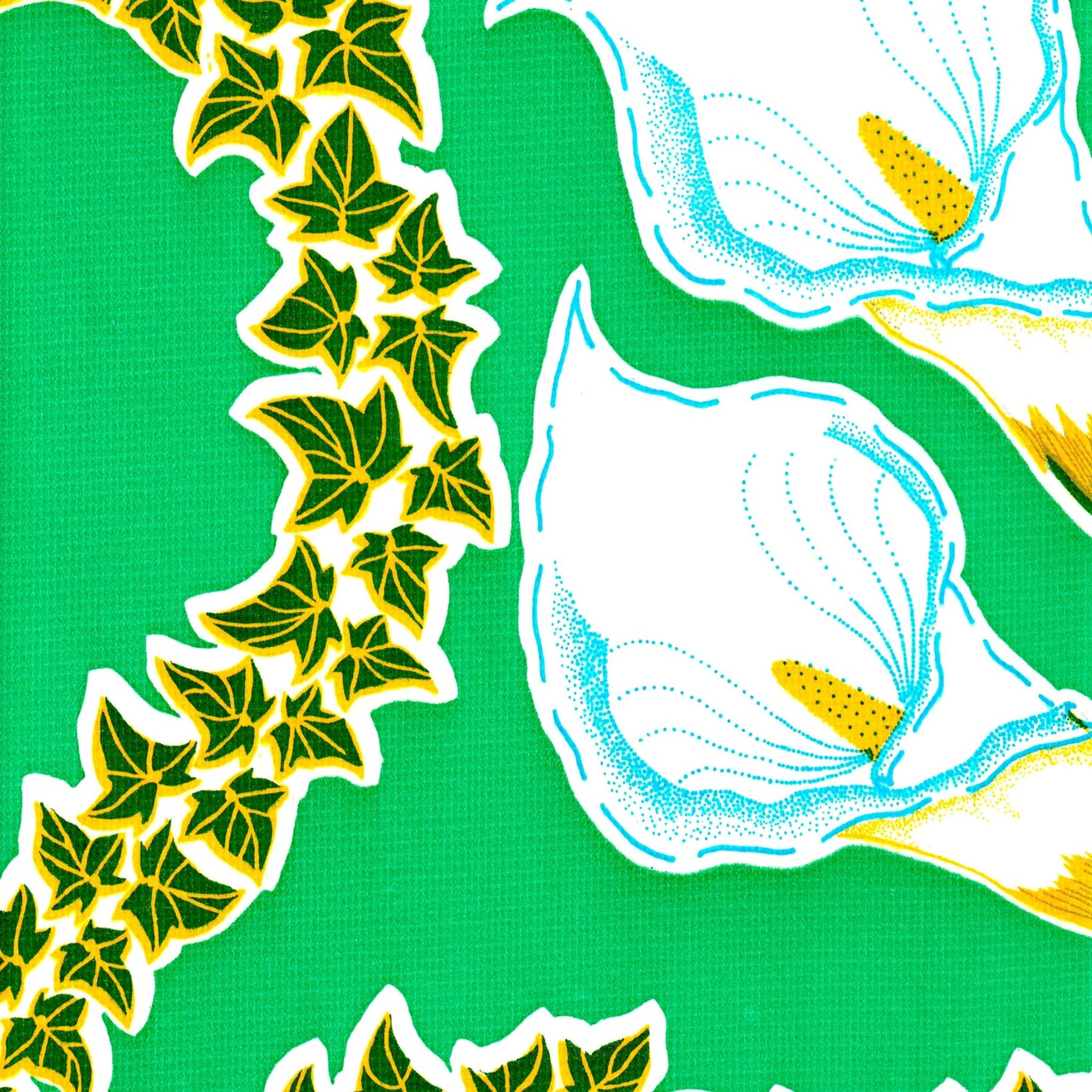 Buy Calla Lily Green Oilcloth Fabric | Oilcloth By The Yard