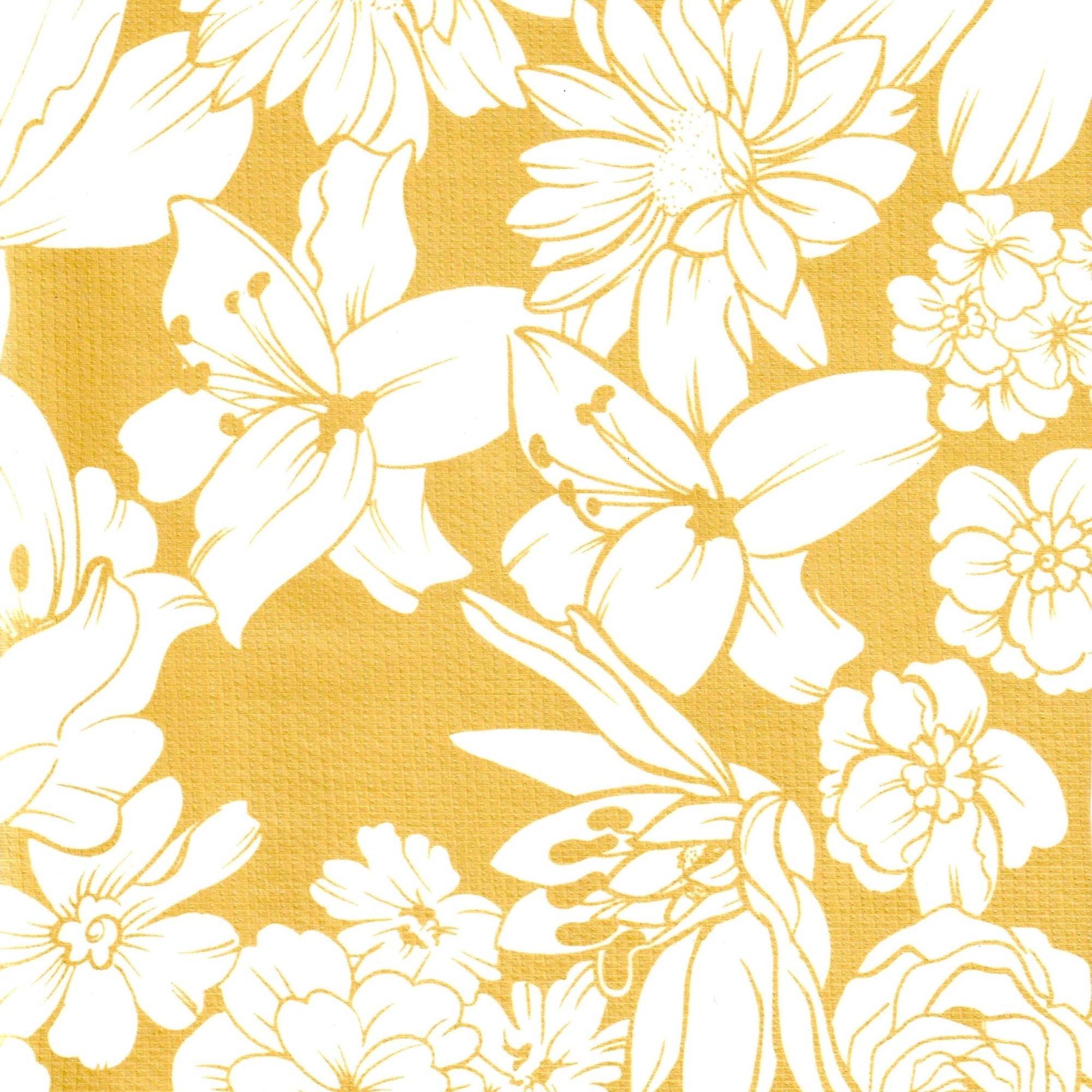 Buy Chelsea Flowers Gold Oilcloth Fabric | Oilcloth By The Yard