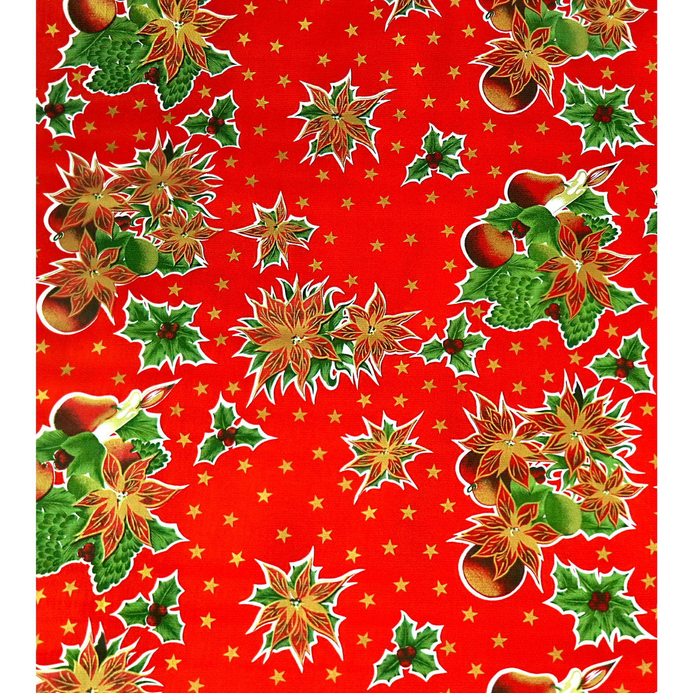 Christmas Oilcloth Fabric - Christmas Stars Red Oilcloth Fabric