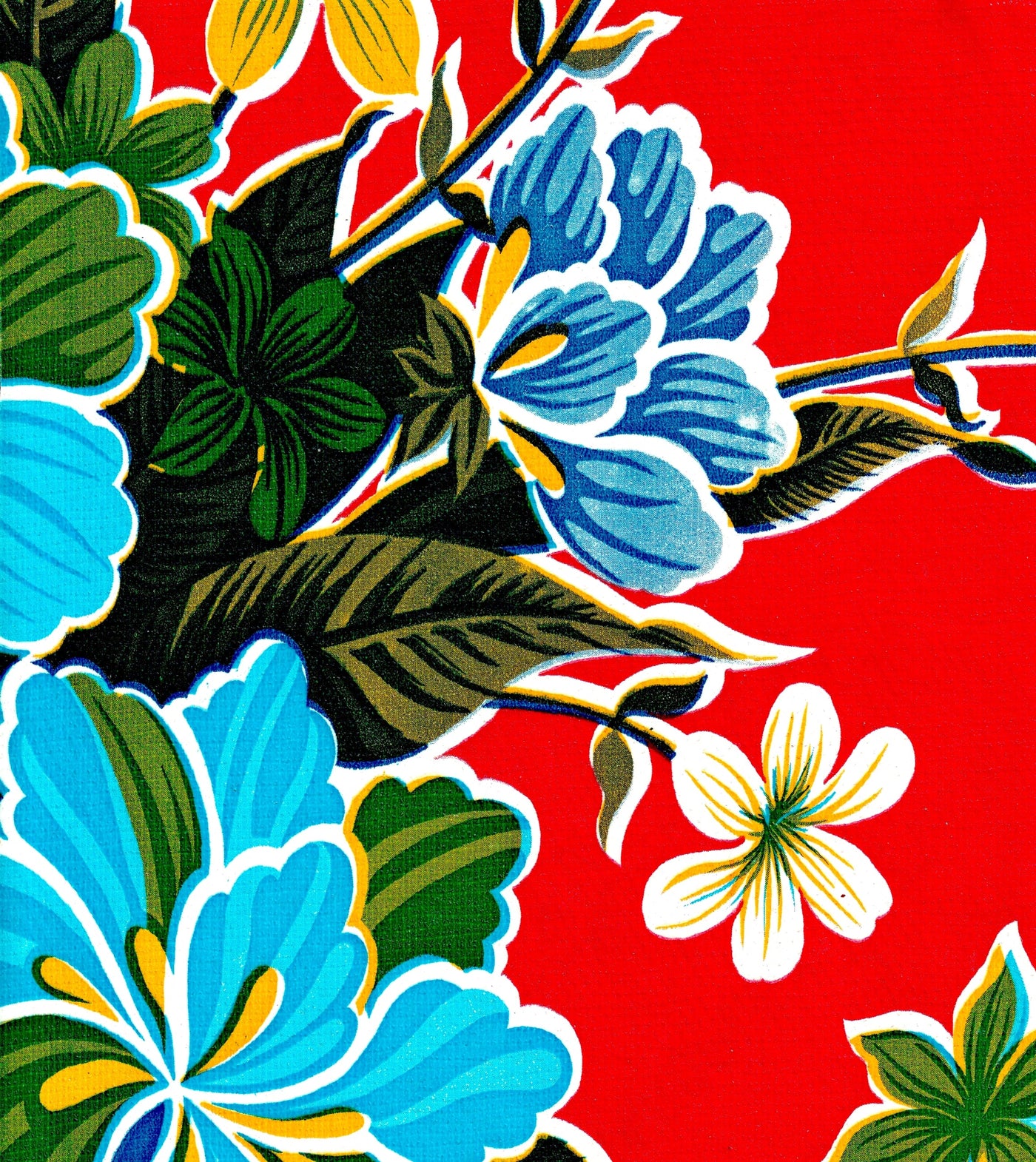 Extra Wide Oilcloth - 55" Wide Hawaii Red Oilcloth Fabric By The Yard