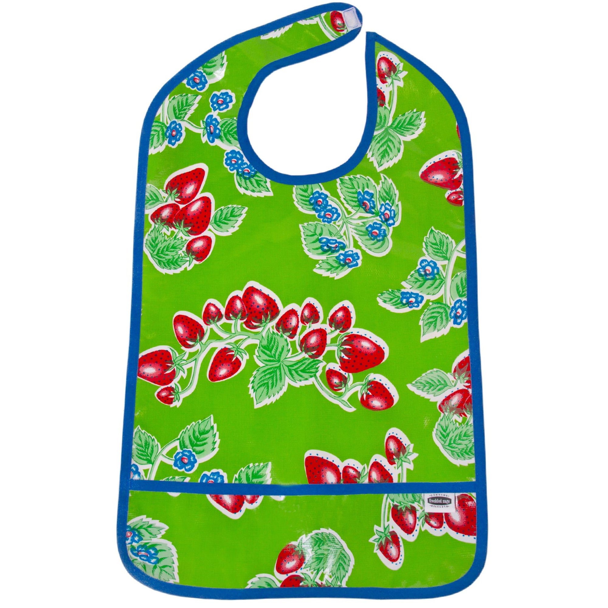 Large Bib for Adults - Freckled Sage Oilcloth Adult Bib | Oilcloth BTY