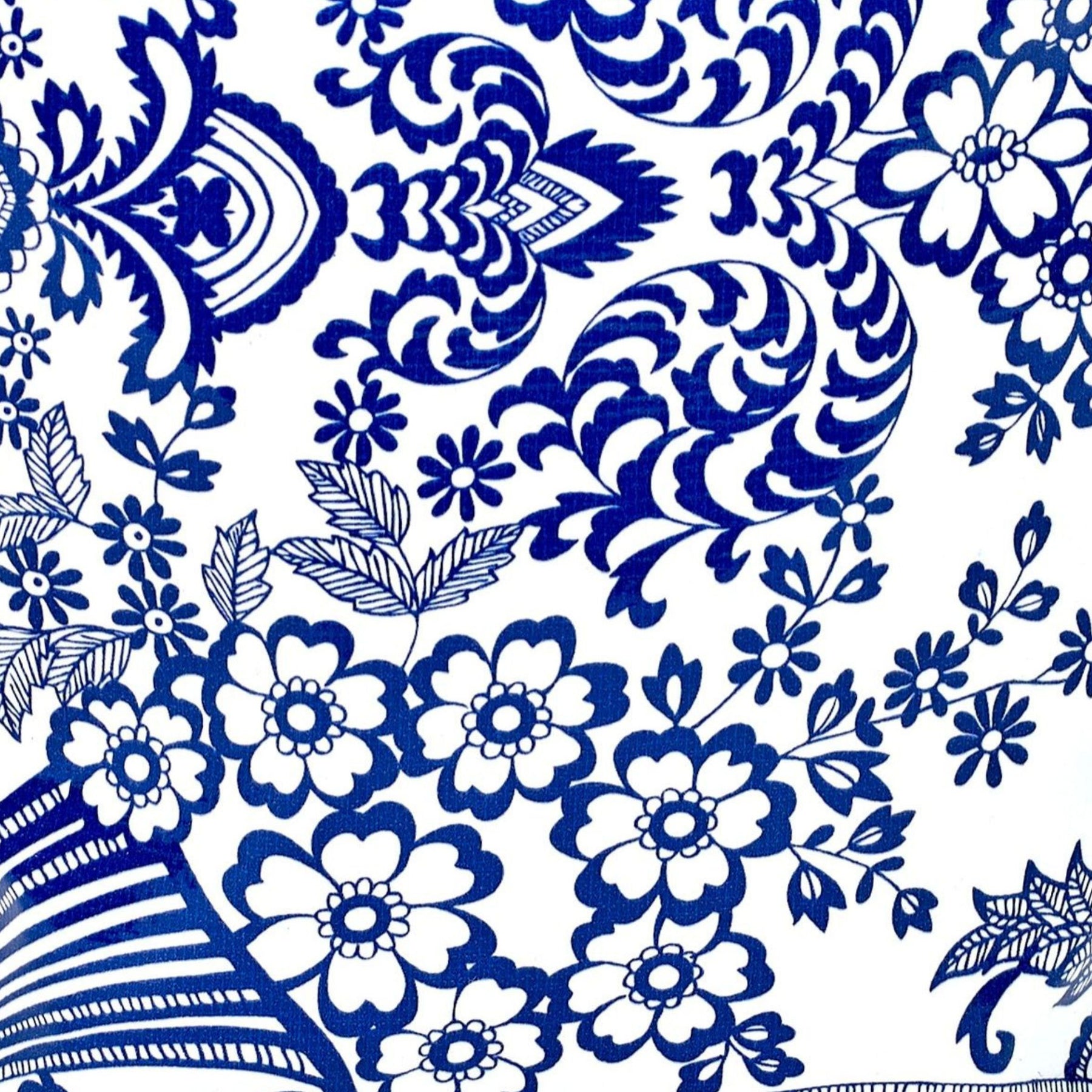 Buy 55" Wide Toile Navy Blue Oilcloth Fabric | Oilcloth By The Yard