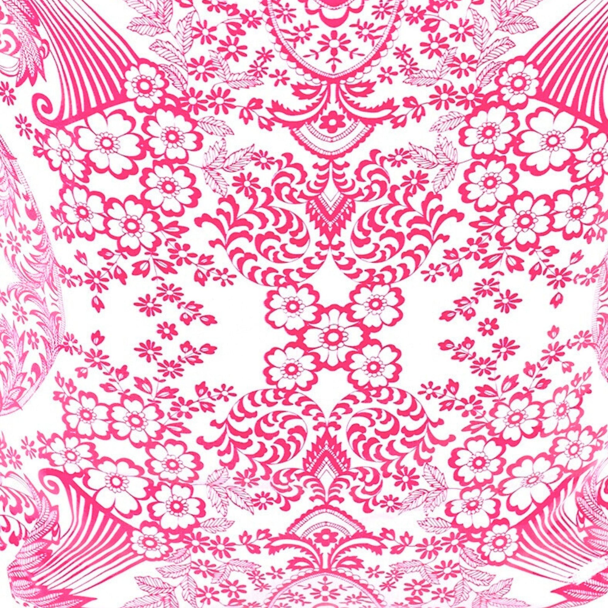 Toile Pink - Toile Pink Oilcloth Fabric | Oilcloth By The Yard
