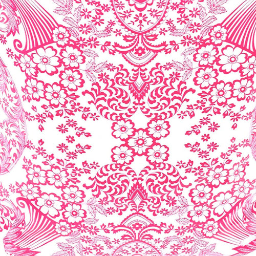 Toile Pink - Toile Pink Oilcloth Fabric | Oilcloth By The Yard