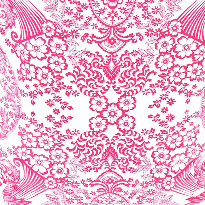 Toile Pink - Toile Pink Oilcloth Fabric | Oilcloth By The Yard