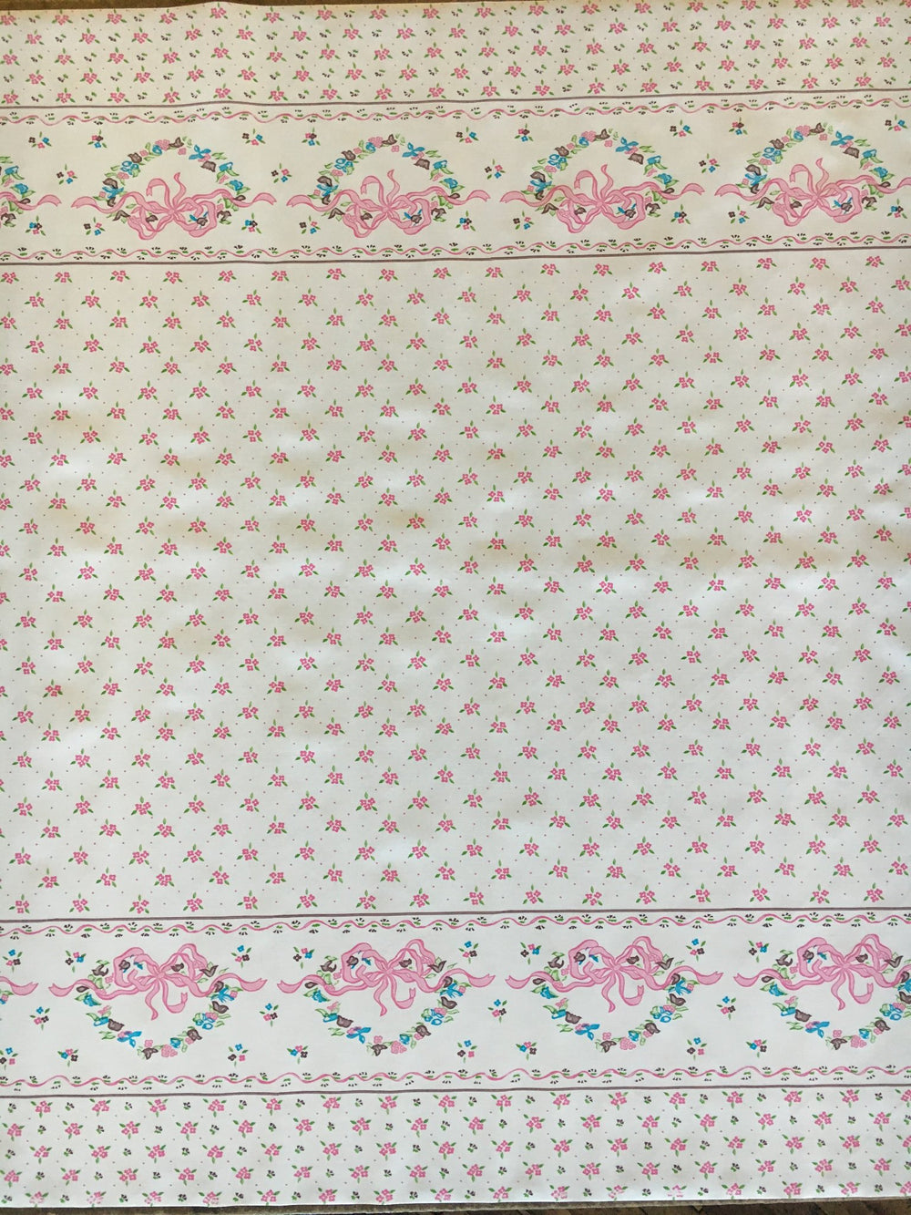 Buy Ribbons and Flowers Pink Oilcloth Fabric | Oilcloth By The Yard