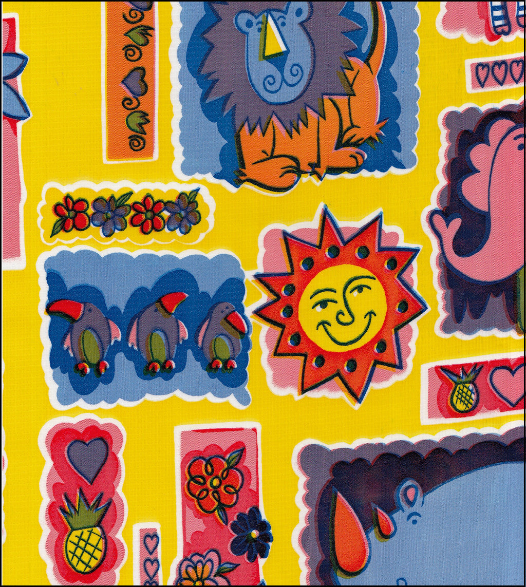 Menagerie in Yellow Oilcloth By The Yard – Oilcloth By The Yard | The ...