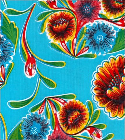 Buy Bloom Light Blue Oilcloth Fabric | Oilcloth By The Yard