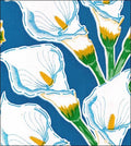Calla Lily Fabric - Calla Lily Blue Oilcloth Fabric | Oilcloth BTY