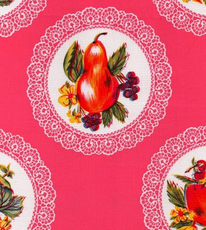Doyle Cloth - Doily in Pink Genuine Oilcloth Fabric By The Yard