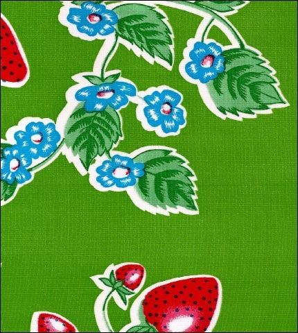 Strawberry Lime Green Oilcloth – Oilcloth By The Yard | The Oilcloth ...