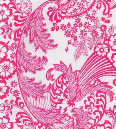 Toile Pink - Toile Pink Oilcloth Fabric | Oilcloth By The Yard