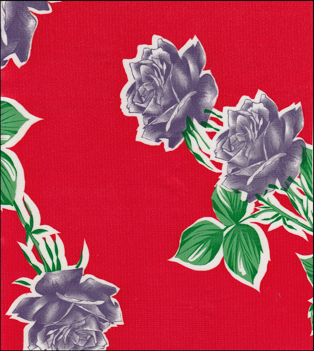 Vintage Rose on Red – Oilcloth By The Yard | The Oilcloth Experts