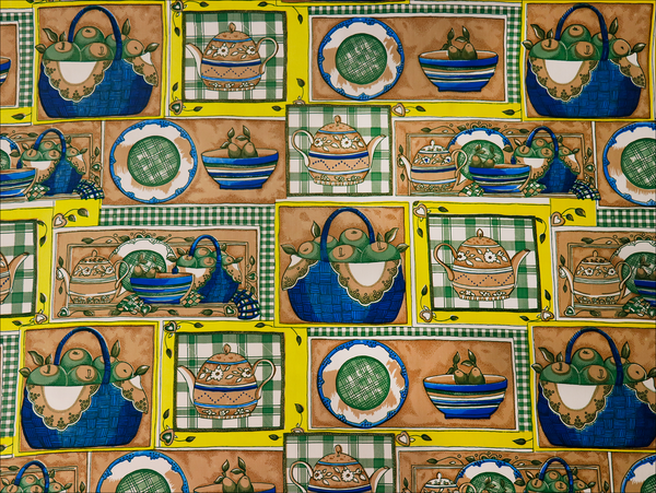 Kitchen Hunter Green and Yellow Oilcloth – Oilcloth By The Yard | The ...