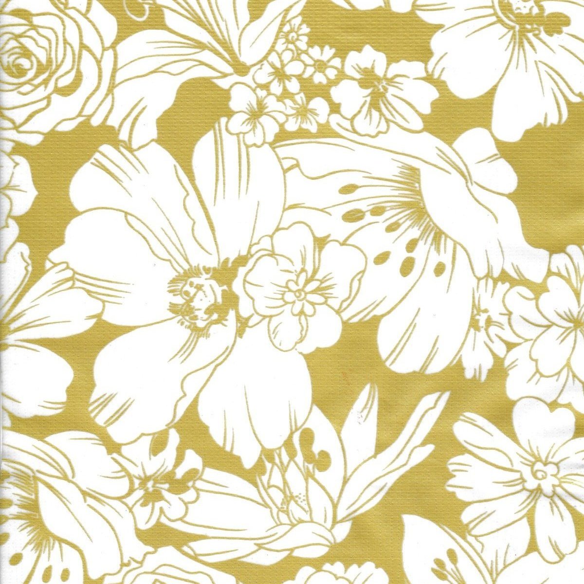 Chelsea Flowers on Gold Oilcloth Fabric